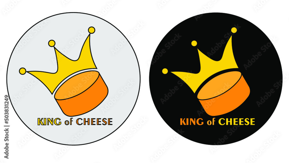 abstract minimal logo of the king of cheese with a crown in two ...