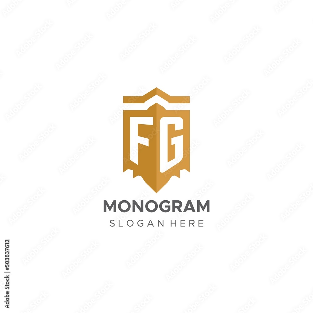 Monogram FG logo with shield geometric shape, elegant luxury initial logo design Stock Vector ...