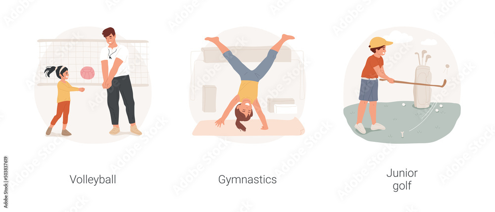 Sport electives for children isolated cartoon vector illustration set ...
