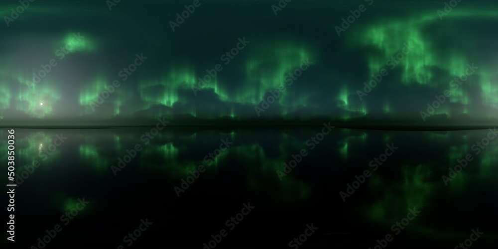 HDRI - Ice terrain with Aurora Borealis on the sky 04 Stock Photo ...