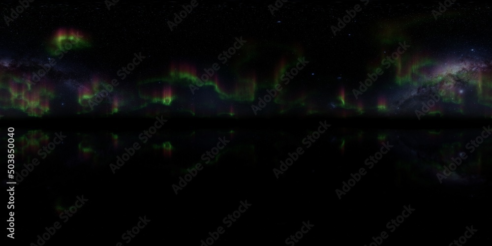 HDRI - Ice terrain with Aurora Borealis on the sky 03 Stock Photo ...