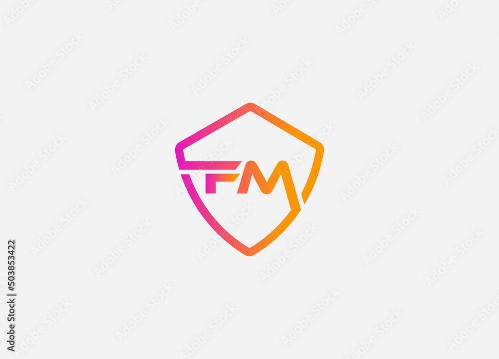 FM logo and shield icons, Shield logo with letter CM design template ...