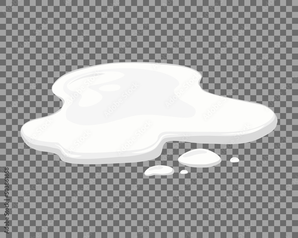 Milk spill on a transparent background. Puddle of white liquid, yogurt ...