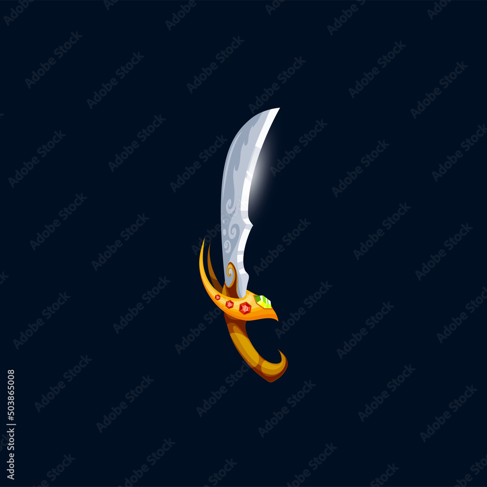 Medieval fantasy magic sword with decorated blade and precious gems on ...