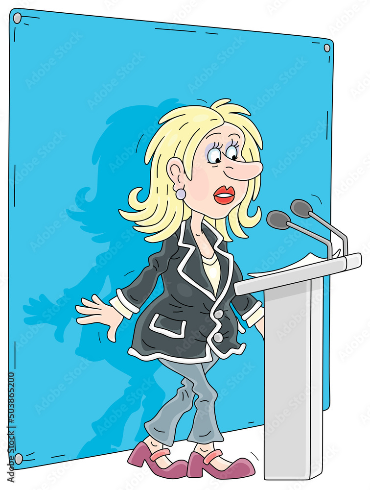Government official making an official statement at a press conference ...