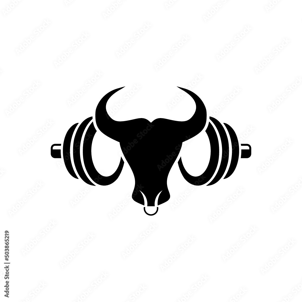 Bull Gym icon. Body Builder sign isolated on white background Stock ...