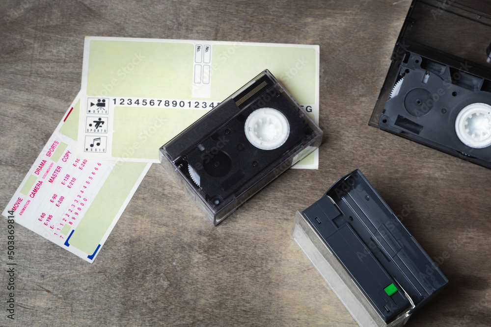 Mini videotapes for the video camera of the 90s. Stickers-plates for ...