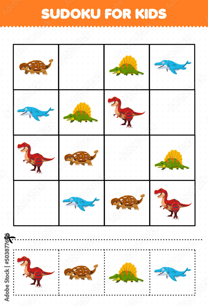 Education game for children sudoku for kids with cute cartoon ...