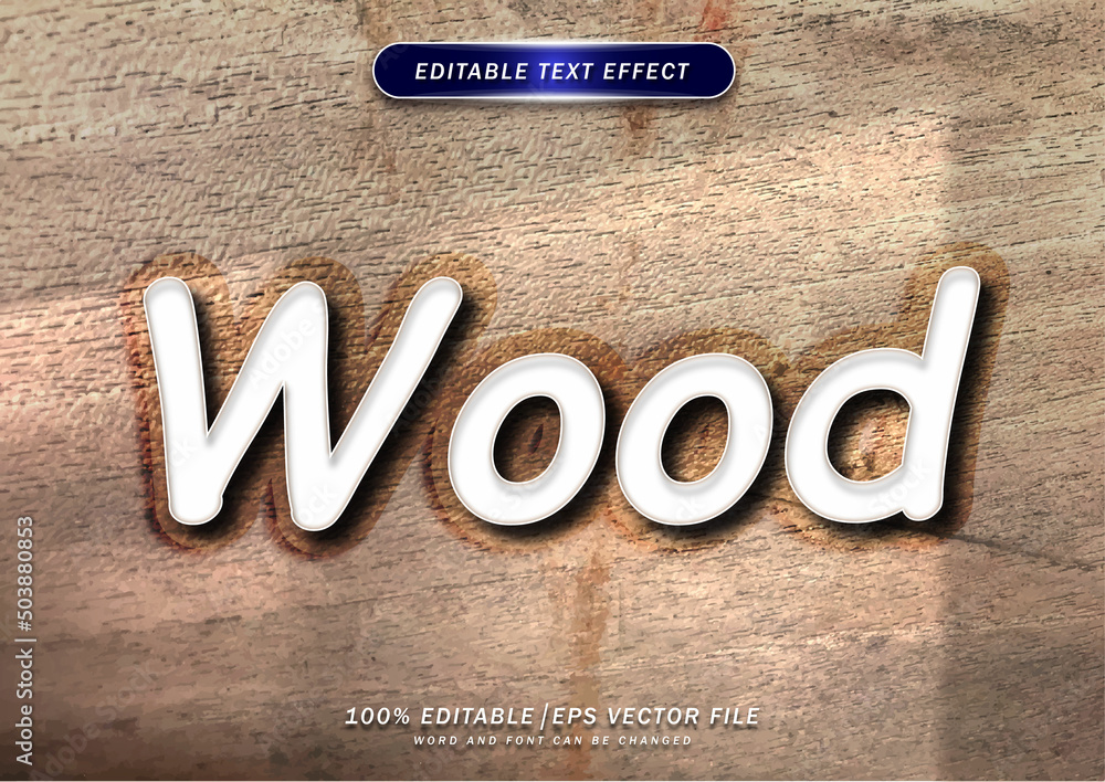 Wood text effect. mockup editable text effect with wood background ...