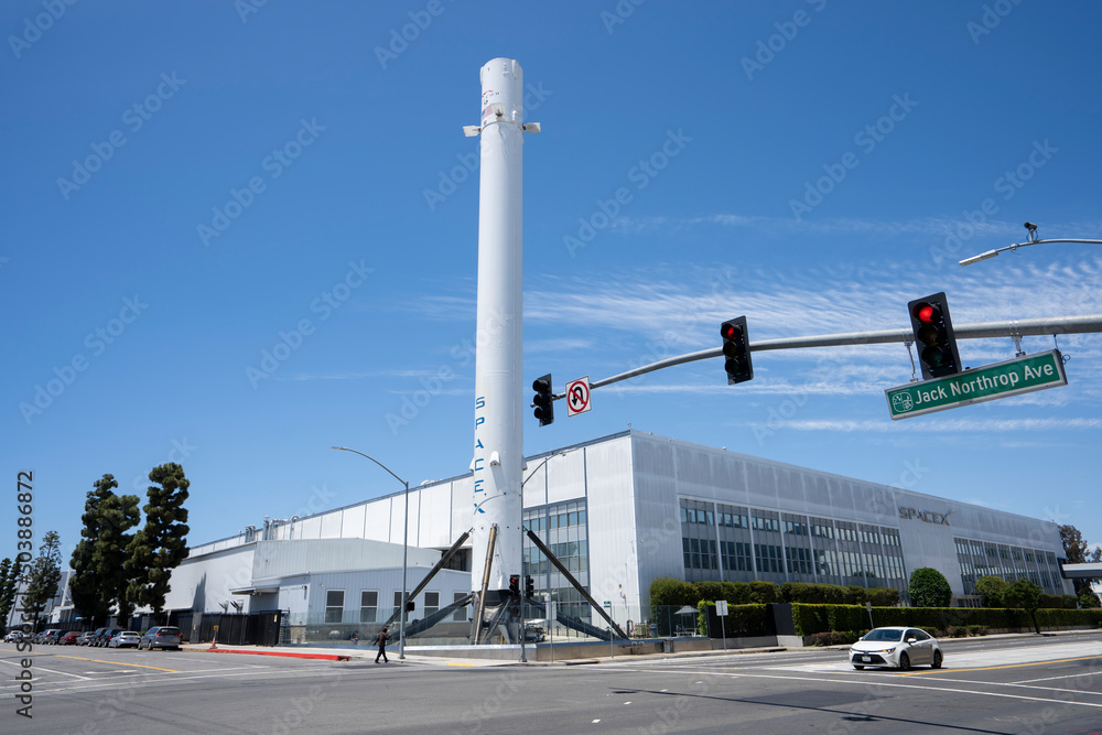 Hawthorne, CA, USA - May 10, 2022: Exterior view of the SpaceX ...