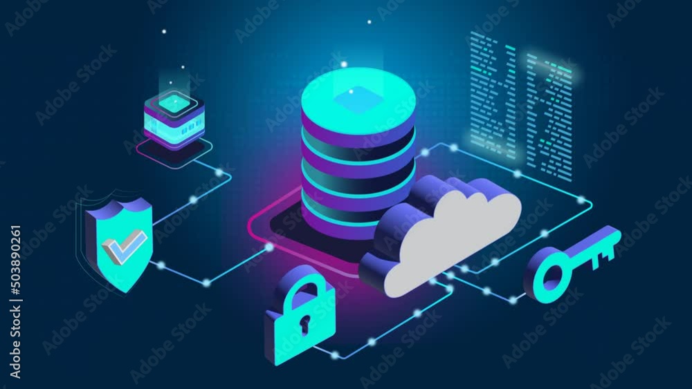 Database Cloud Technology, Encryption Security Concept Showing Data ...