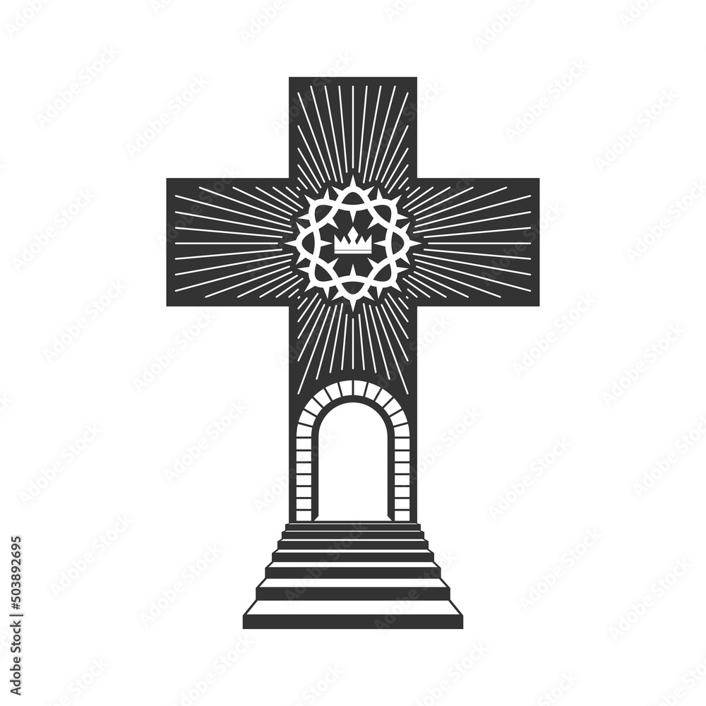 Christian illustration. Church logo. The cross of Jesus is a symbol of ...