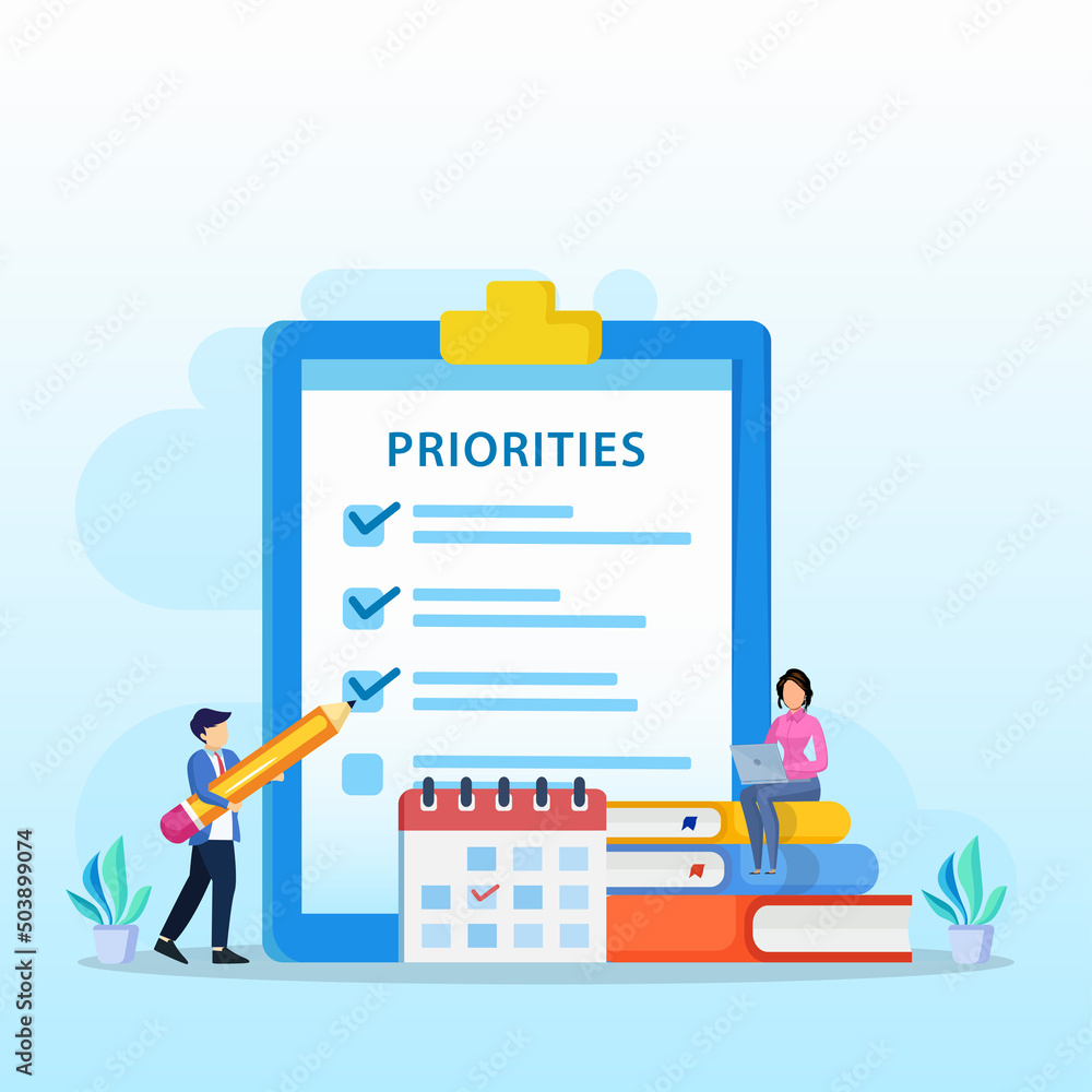 Priorities vector illustration. Work planning and management to boost ...