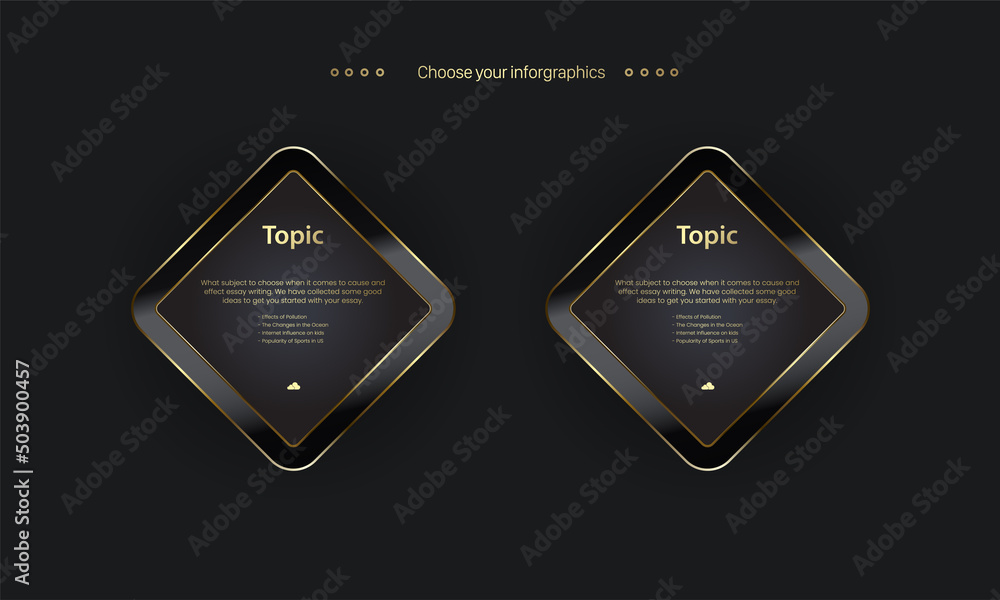 2 Vector of Gold OPtion buttons design,Two chart elements levels ...