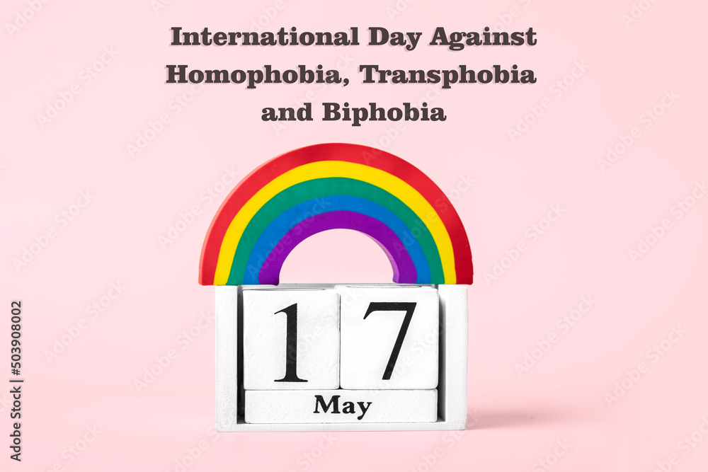 Rainbow LGBT symbol, calendar isolated on pink background 17 May ...