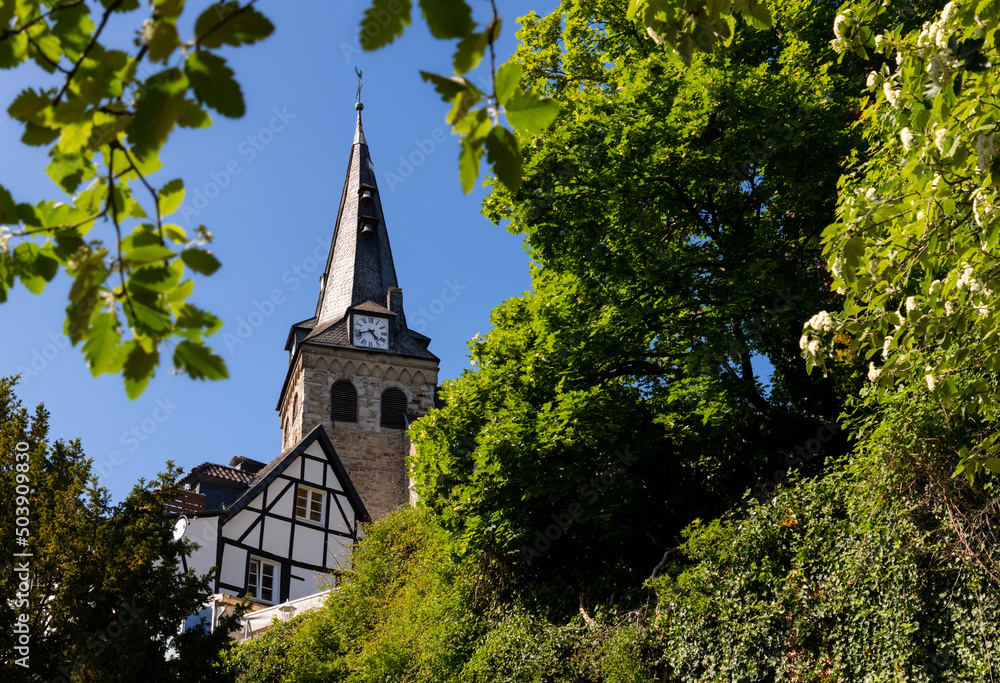 Old town of Essen-Kettwig Ruhr Basin Germany. The small historic ...