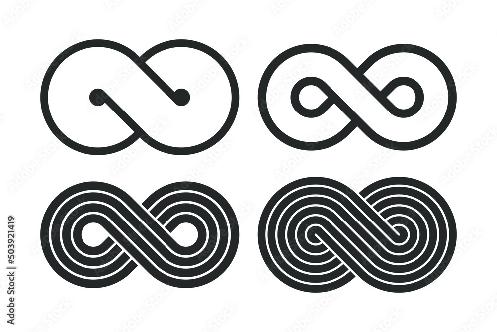 Infinity graphic symbols set. Signs isolated on white background ...