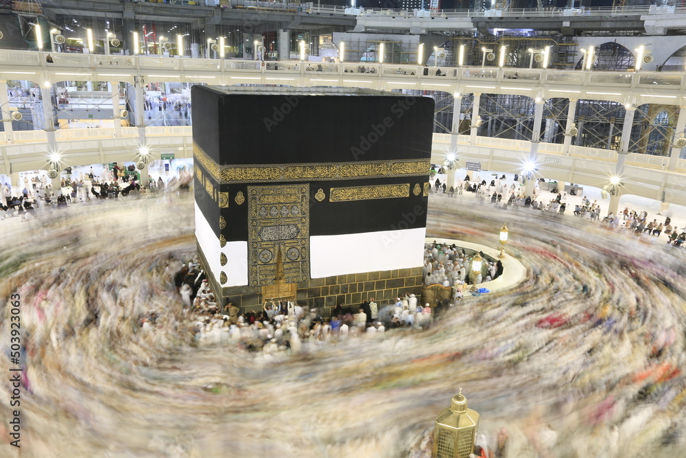 Crowd of people making Tawaf around The Holy Kaaba in Makkah during ...