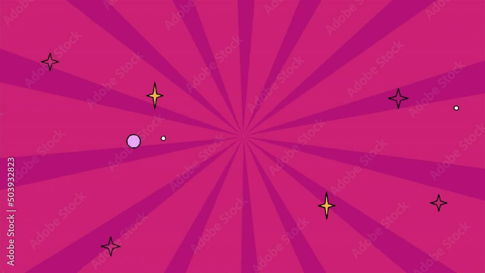 Pink sunburst comic stripes over magenta background, channel animation ...