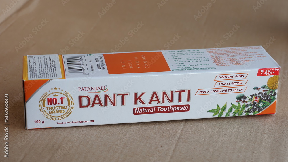 Belarus,Minsk,2022. Dant Kanti toothpaste made in India. Patanjali ...
