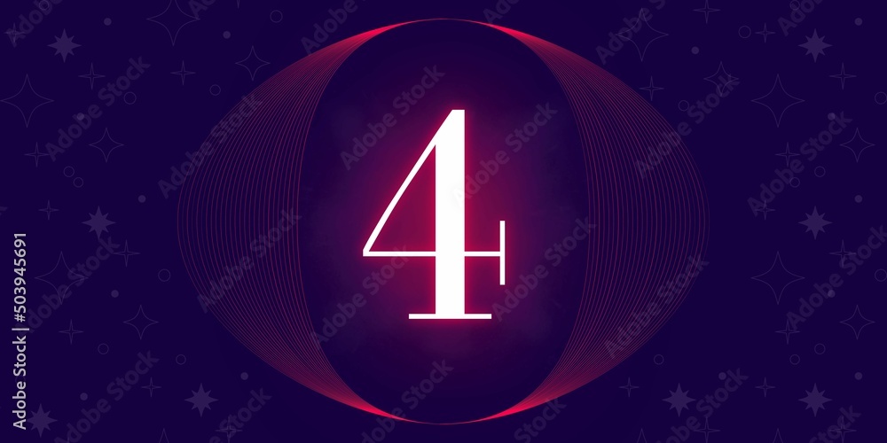 Number 4.Banner with the number four on a blue background and blue and ...