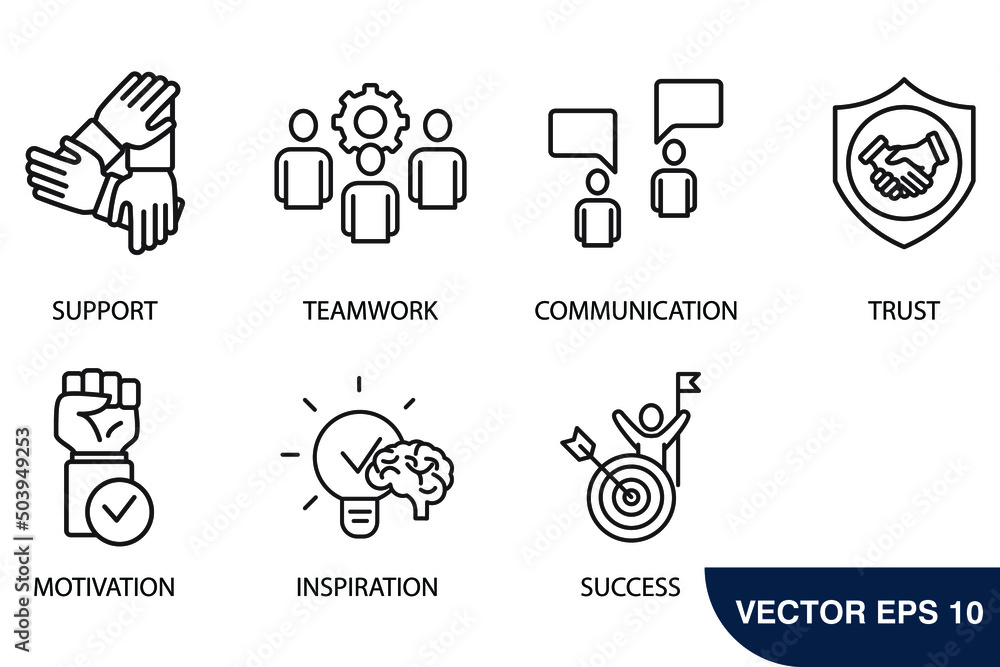 collaboration and teamwork icons set . collaboration and teamwork pack ...