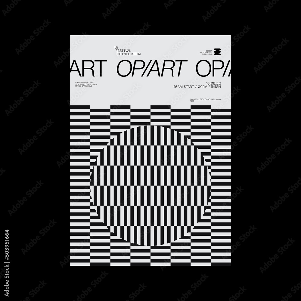 Minimalist Abstract Op-Art Poster Graphics Layout Design With Helvetica ...