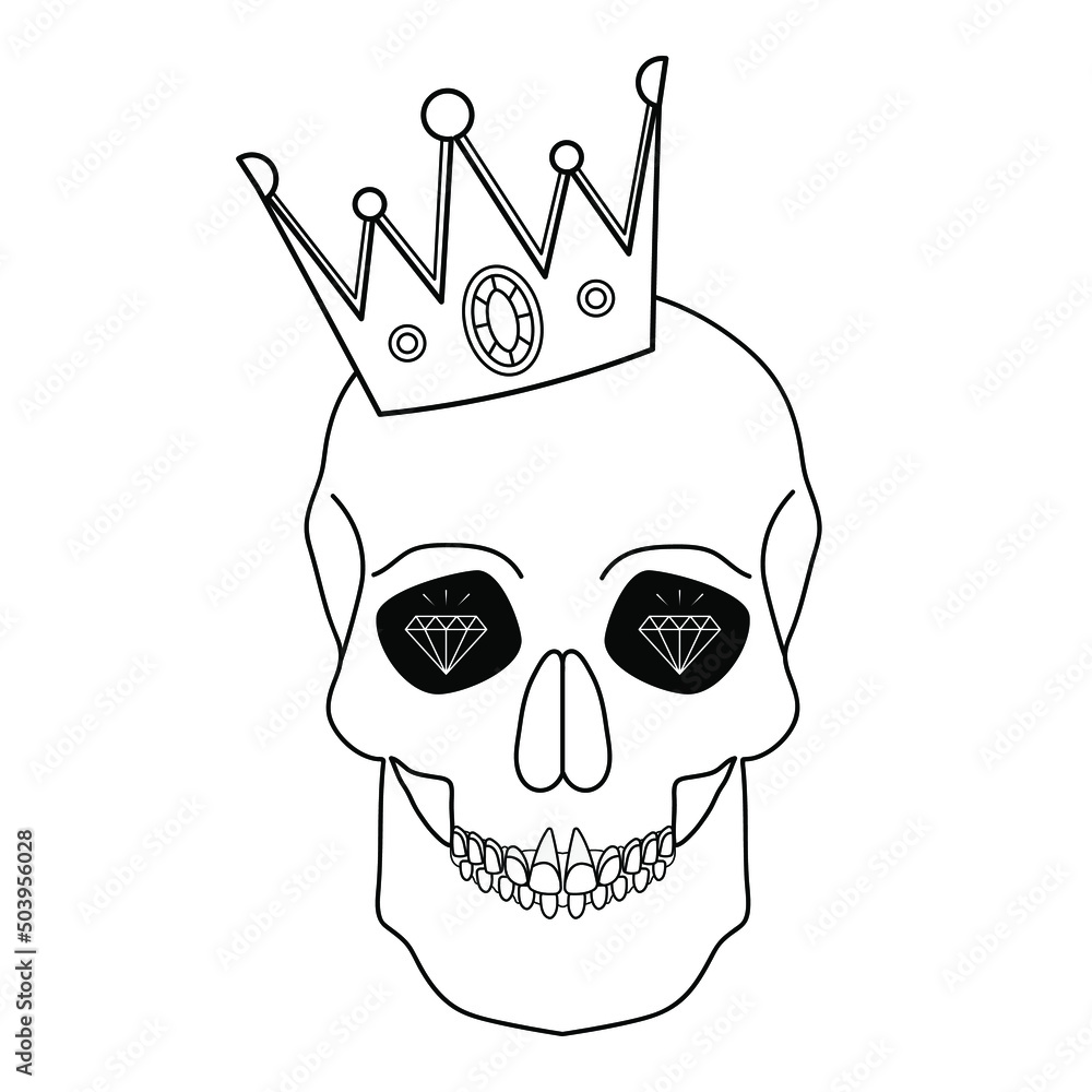 Drawing a skull in a crown. Sketch for a tattoo. King of the Dead ...