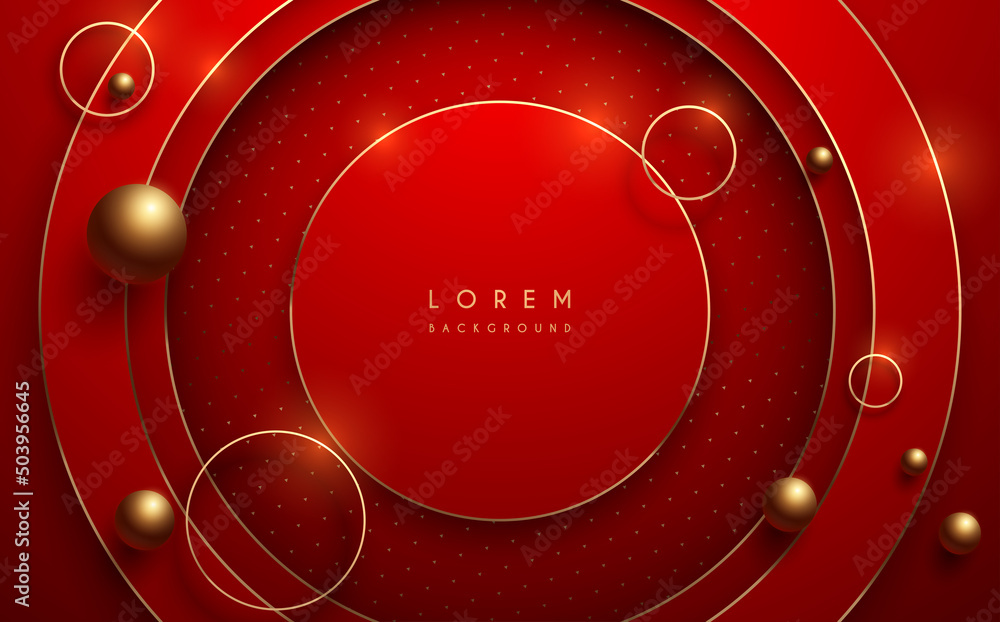 Abstract circle red and gold shapes background Stock Vector | Adobe Stock