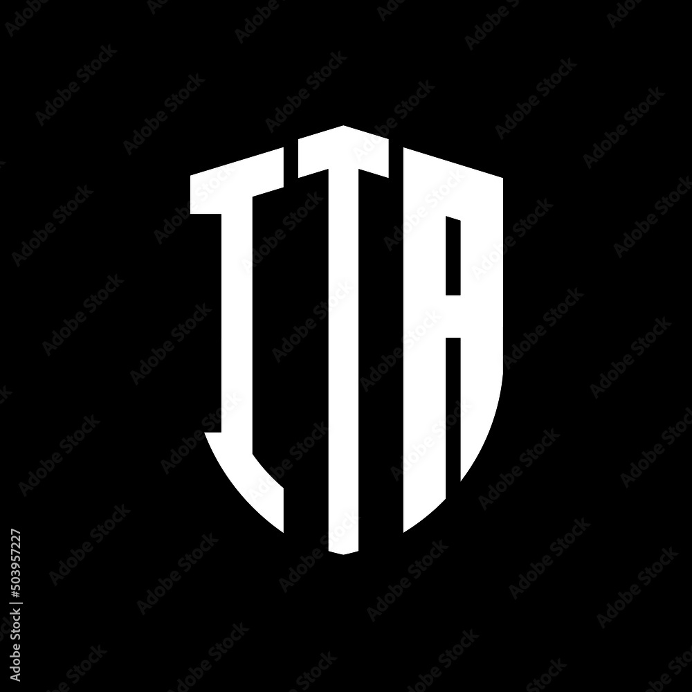 ITA letter logo design. ITA modern letter logo with black background ...