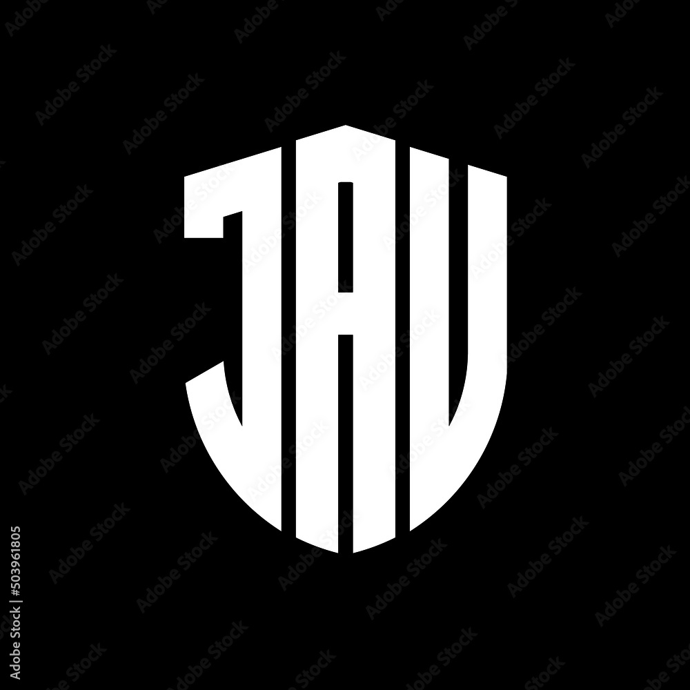 JAV letter logo design. JAV modern letter logo with black background ...