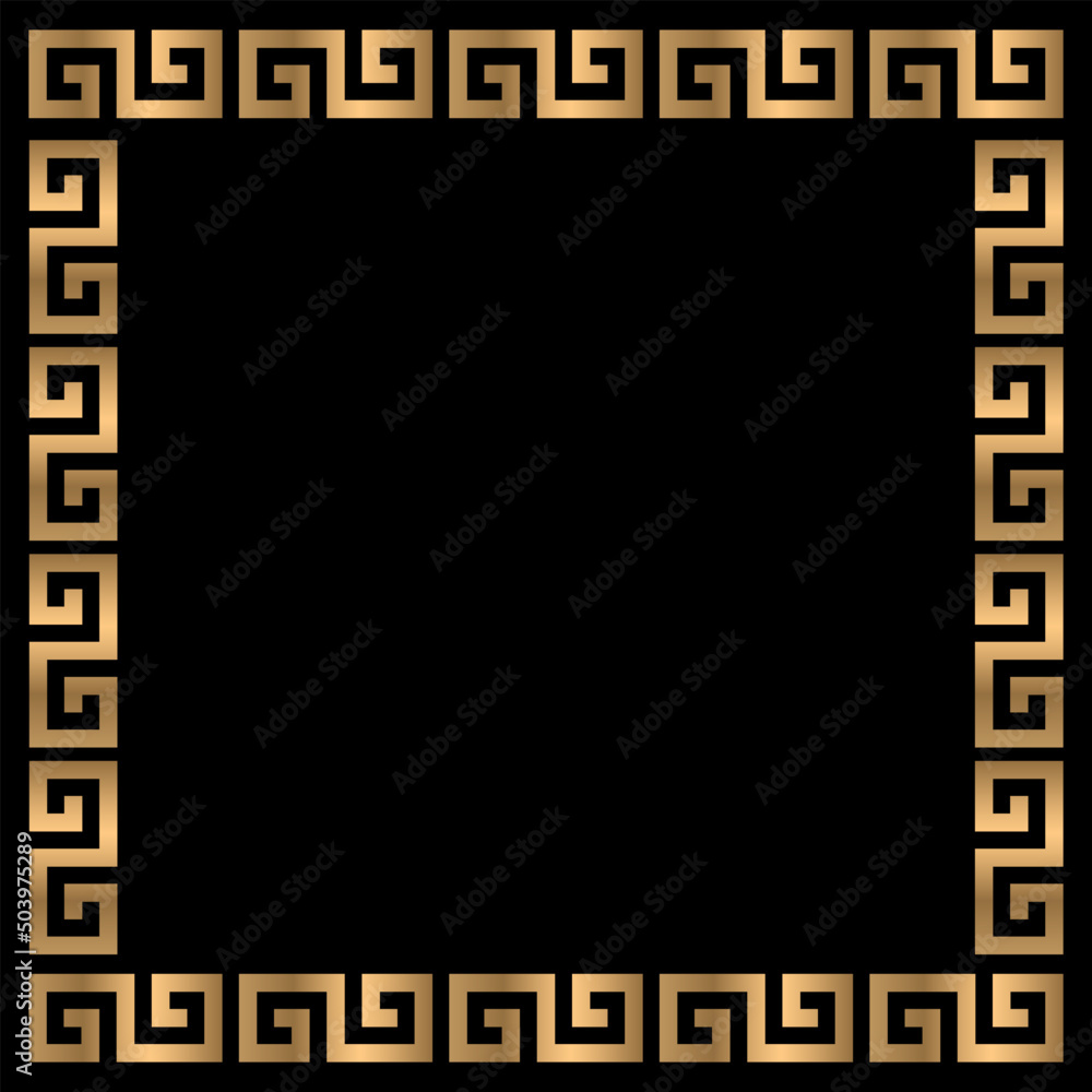 Abstract greek key border. Elegant gold square frame patterns. Golden ...