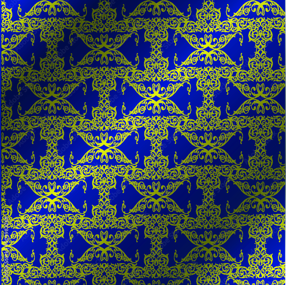Royal vector textile on a blue background, luxury blue royal wallpaper ...