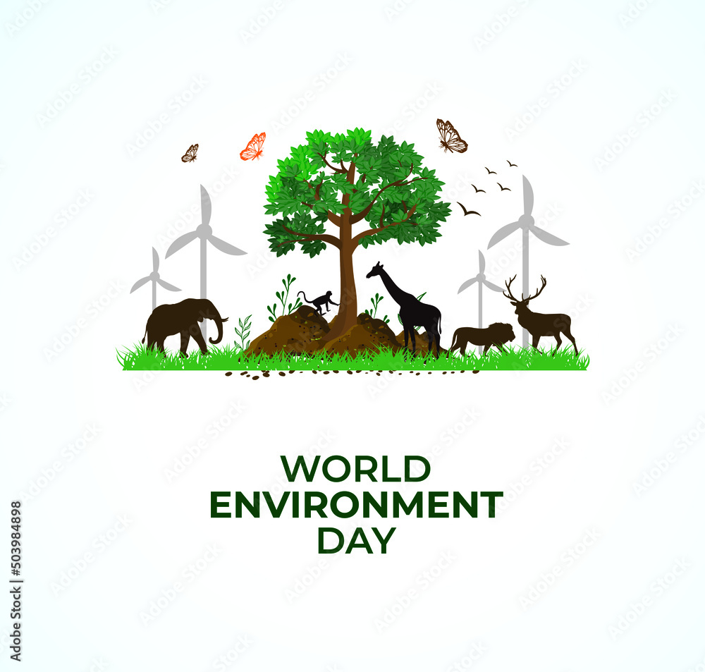 World Environment Day Concept. animal in forest concept. Template for ...