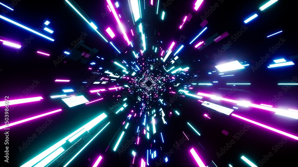 Glowing Sci Fi Cyberpunk Pattern Neon Lights Stock Illustration | Adobe ...