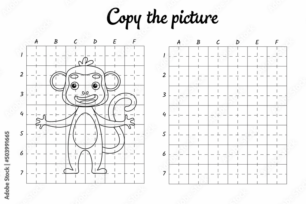 Copy the picture. Draw by grid. Coloring book pages for kids ...