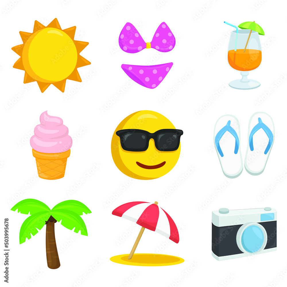 Summer Sign Emoji Icon Illustration. Beach Vector Symbol Emoticon ...