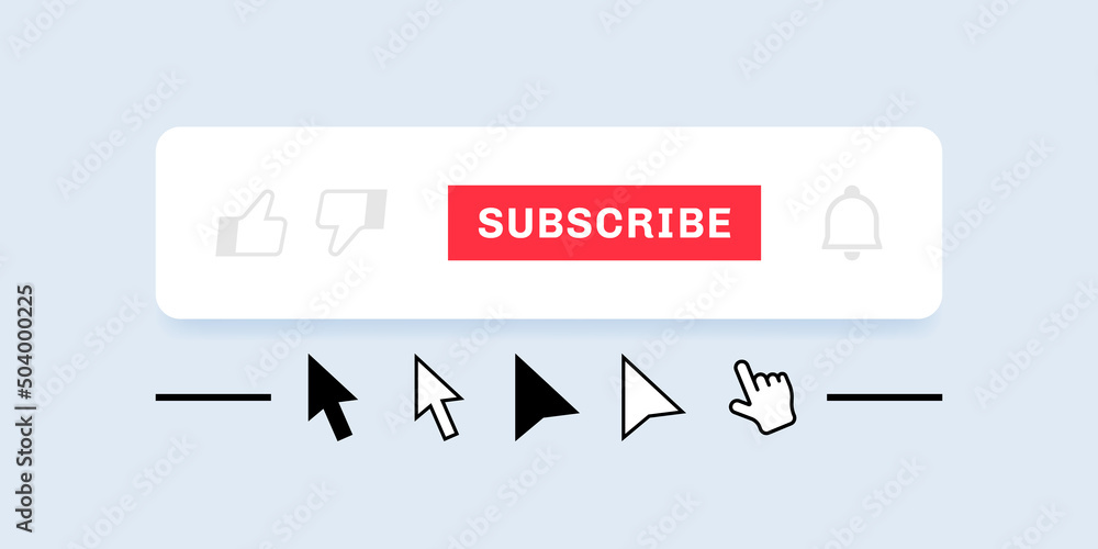 Social media subscribe panel with thumb up or down and bell button ...