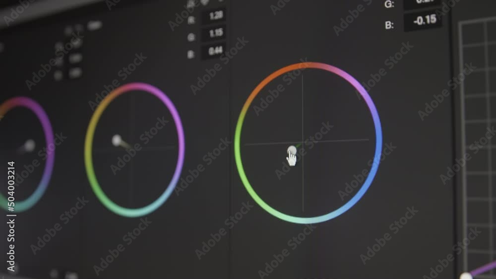 Close-up of color grading. post-production stage. Professional photo ...