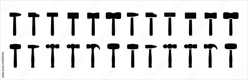 Hammer icon set. Assorted hammers vector icons set. Simple flat design ...