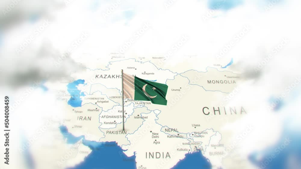 Pakistan Map And Flag With Clouds Stock Video | Adobe Stock