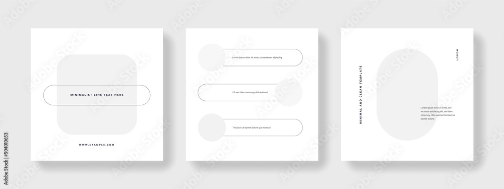 vector social media templates with photo placeholders, minimal square ...