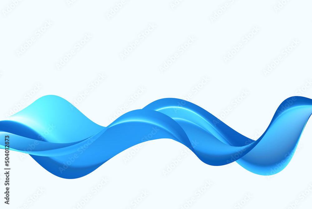Blue wavy wave flow on abstract background. Horizontal blue vector wave ...