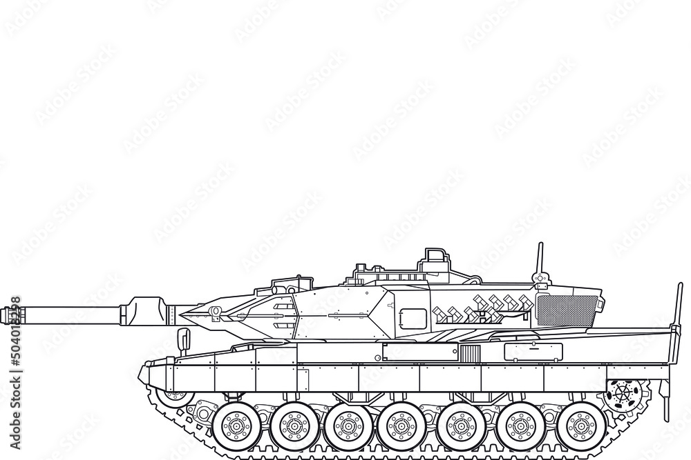 Modern German Leopard 2A5 main battle tank of Germany. Detailed vector ...