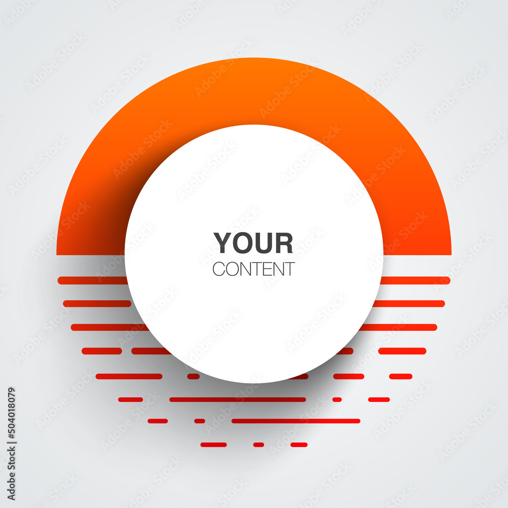 Minimalistic sunset and sea design with a circle text box Stock Vector ...