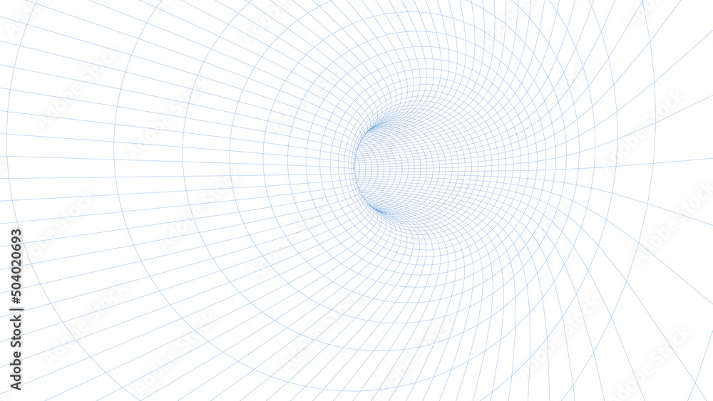 3d digital wireframe tunnel. A black Hole. Vector Illustration ...