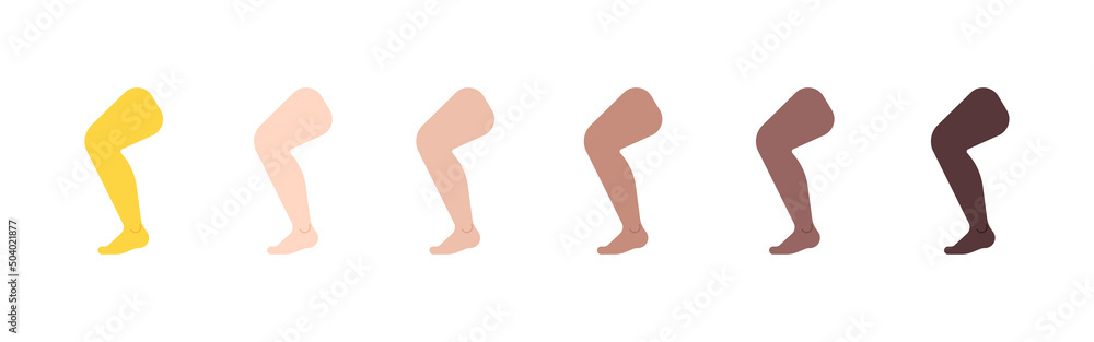 All Skin Tones Leg Emoticon Set. Leg Emoji Set Stock Vector | Adobe Stock
