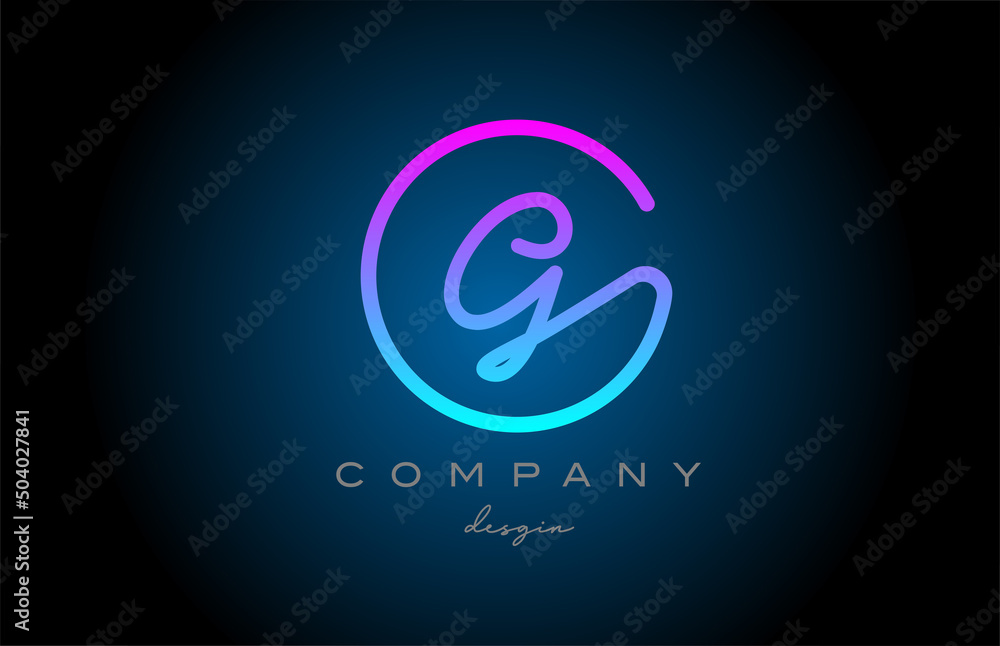 pink G alphabet letter logo icon design. Handwritten connected creative ...