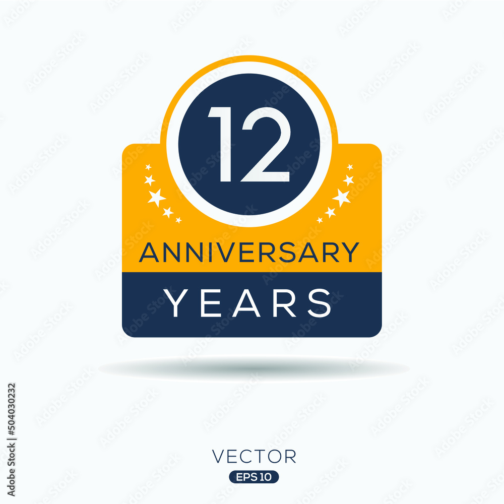 12 years anniversary celebration template, Vector illustration. Stock ...