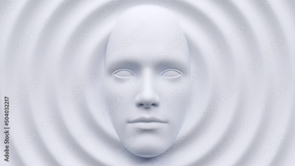 Futuristic head portrait with ripple surface, artificial intelligence ...